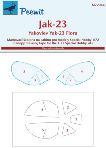 Peewit 72044 Canopy mask for Yak-23 Special Hobby