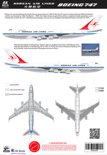 8aDecs 7909-628-144 Korean Air Lines 747-200