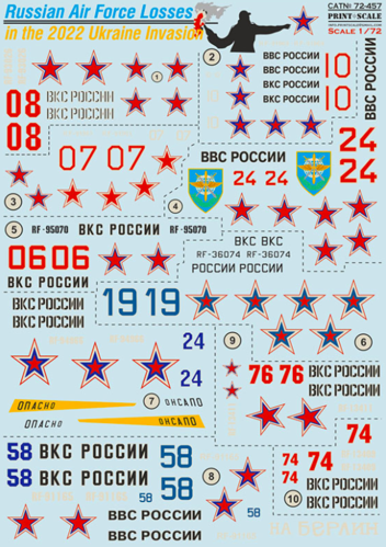 Print Scale 72-457 Russian Air Forces Losses in the 2022 Ukraine InvasionNEW
