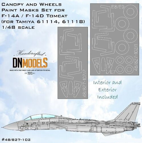 DN Models 48-827-102 Canopy And Wheels Paint Masks For F-14A/D Tomcat For Tamiya Kits