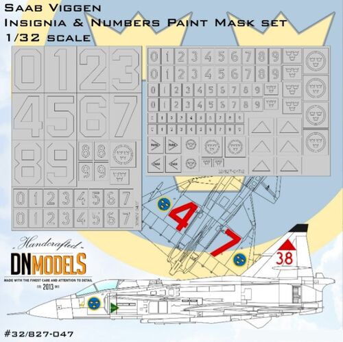 DN Models 32-827-047 Saab Viggen Insignia And Numbers Paint Mask Set - Limited Edition