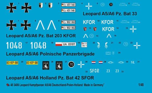 Peddinghaus-Decals 3406 4 Leopard Tanks 2 A5/A6 Germany, Poland, Netherlands
