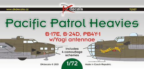 DKdecals 72107 Pacific Patrol Heavies B-17E, B-24D, PB4Y-1 w/Yagi antennae