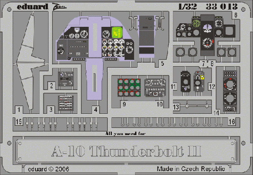 Eduard 33013 A-10 dashboard 1/32 TRUMPETER