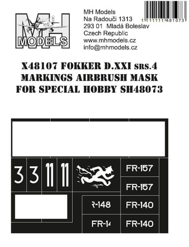MH Models X48107 Fokker D.XXI srs.4 Markings