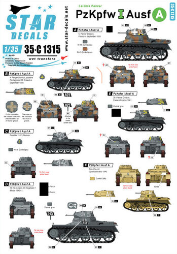 Star-Decals 35-C1315 PzKpfw I Ausf A. Poland, Norway, Eastern Front 1939-45