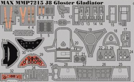 Maestro Models P7215 J8 Gloster Gladiator detail set PRE-PAINTED
