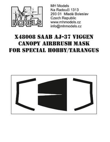 MH Models X48008 SAAB AJ-37 Viggen Canopy Airbrush Mask