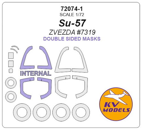 KV Models 72074-1 Su-57 (ZVEZDA) - (Double sided) + wheels masks