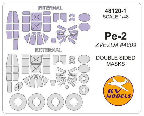 KV Models 48120-1 Pe-2 (ZVEZDA) - (double sided) + wheels masks
