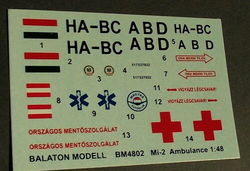Balaton Modell BM4802 Mi-2 heli. Ambulance HUN markings