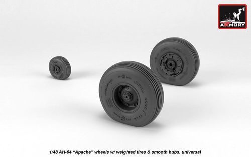 Armory Models Group AW48330 AH-64 Apache wheels w/ weighted tires, smooth hubs