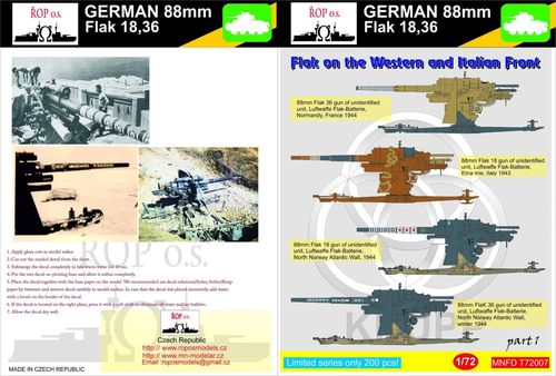 Ropos Models MNFDT72007 German 88mm Flak 18,36 - Flak on the Western and Italian Front