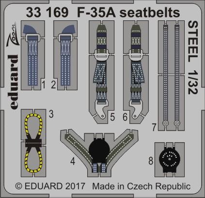 Eduard 33169 F-35A seatbelts STEEL ITALERI
