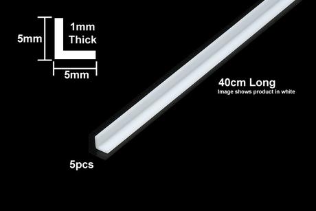 Tamiya 70205 Plastic Beams 5mm L-Shaped - Clear, 5pcs