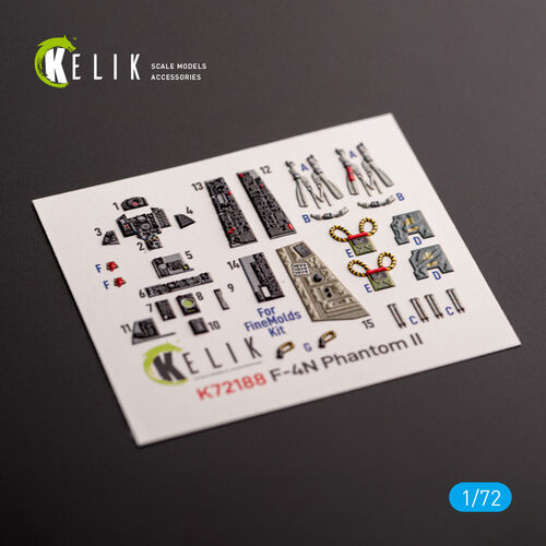 KELIK K72188 F-4N Phantom - Interior 3D Decals For FineMolds Kit