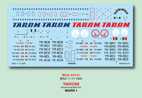BOA Decals 144141 BAC 1-11-500 - TAROM (for Mark I Kits)