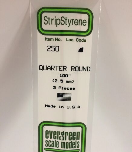 Evergreen 00250 Polystyrene Quarter Round Strips 2,50 mm (35 cm) (1 pcs)