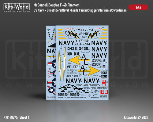 Kits World 148275 US Navy McDonnell Douglas F-4 B Phantoms Decals