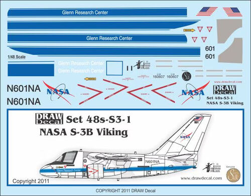 Draw Decal 48-S3-01 Lockheed S-3 B Viking - NASA