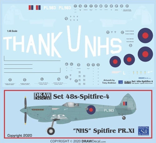 Draw Decal 48-SPITFIRE-04 Supermarine Spitfire PR.XI - "National Health Service" (PL983)