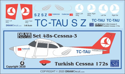 Draw Decal 48-CESSNA-03 Cessna 172 - Turkish New Colors