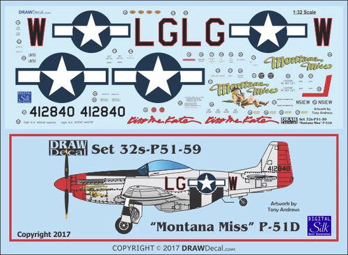 Draw Decal 32-P51-59 North American P-51 D - "Montana Miss" Gathering of Mustangs and Legends