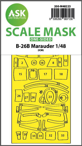 Art Scale Kit M48223 Martin B-26 B Marauder - Canopy Frame Paint Mask - Outside Only (for ICM kits)