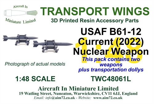 Aircraft In Miniature Ltd TWC48061L US B61-12 Current Nuclear Weapon (2 pcs)