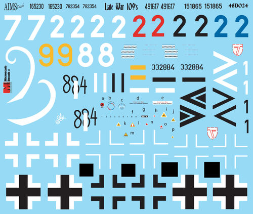 Aims 48D024 Late War Messerschmitt Bf-109 G/K Decals