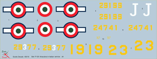 Exotic Decals 48016 Italian Cobras #1 Bell P-39 In Regia Aeronautica - Part 1