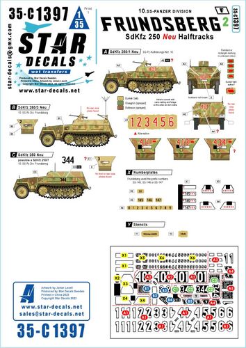Star-Decals 35-C1397 Frundsberg #2 - 10 SS-Panzer Division - SdKfz 250 'NEU' Versions - SdKfz 250/1, SdKfz 250/3, SdKfz 250/7