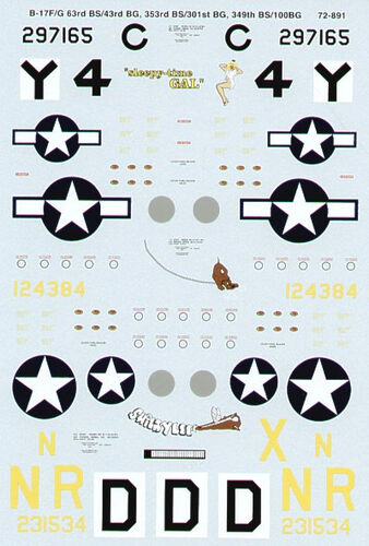 Microscale 72891 Boeing B-17 F/G Flying Fortress (3 schemes)