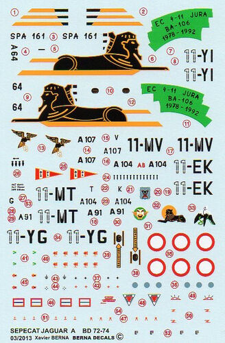 Berna Decals 72074 Sepecat Jaguar A Decals