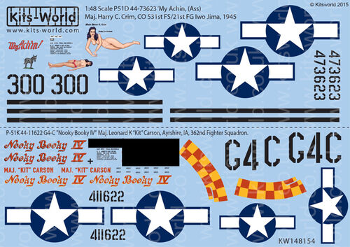 Kits World 148154 North-American P-51 D/K Mustang ('My Achin, (Ass)' and 'Nooky Booky IV')