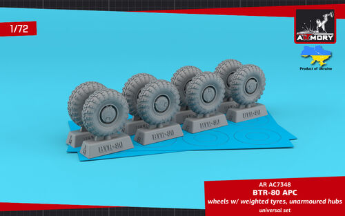 Armory Models Group AC7348 BTR-80 APC wheels w/ weighted tyres KI-80NRETOOLED SET