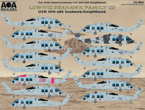 AOA decals 35-004 Low-Viz Seahawk Family 2 - USN MH-60S Seahawk/ Knighthawk