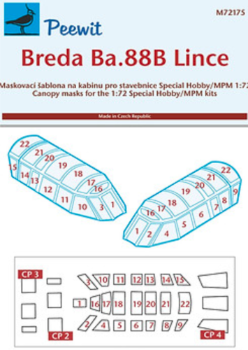 Peewit 72175 Canopy mask for Breda Ba.88B Lince Special Hobby