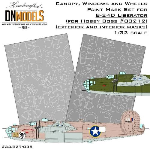 DN Models 32-827-035 B-24D Canopy, Windows And Wheels Liberator Paint Mask Set