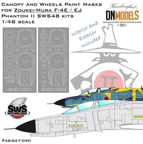 DN Models 48-827-090 Canopy And Wheels Paint Masks For Zoukei-Mura F-4E/EJ Phantom II SWS Kits