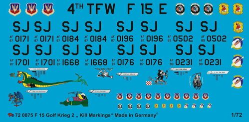 Peddinghaus-Decals 0875 F 15 Nose Art And Kill Markings Gulf War 2