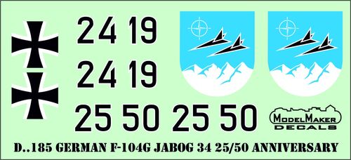 Model Maker Decals D144185 F-104 German JaboG 34 25/50 Aniversary