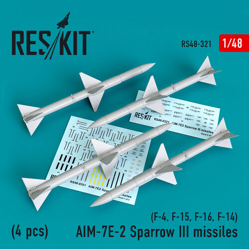 DISCONTINUED RES/KIT 48-0321 AIM-7E-2 Sparrow III missiles 4pcs F-4, F-15, F-16, F-14