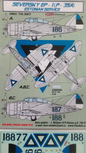 Kora Models Dec72387 Seversky EP-1 P-35A Estonian