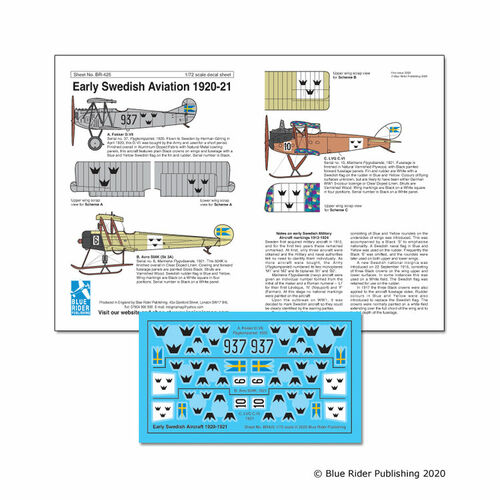 Blue Rider Publishing BR425 Early Swedish Military Aviation 1920-1921