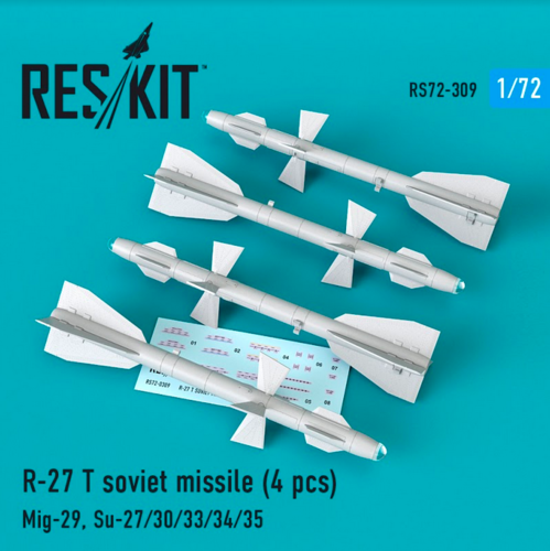DISCONTINUED RES/KIT 72-0309 R-27 T soviet missile 4 pcs Mig-29, Su-27/ 30/ 33/ 34/ 35