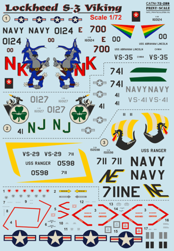 Print Scale 72-289 Lockheed S-3 Viking In the complete set 1,5 sheets