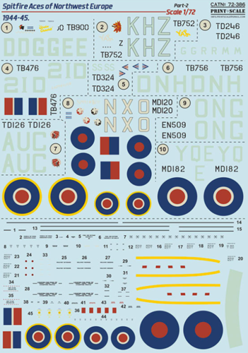 Print Scale 72-386 Spitfire Aces of Northwest Europe 1944-45 Part 2