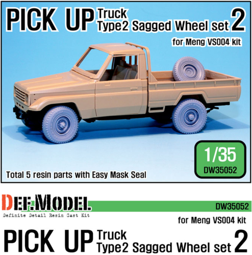 DEF Model DW35052 Pick up truck Type 2 Sagged Wheel set 2 (for Meng VS004 1/35)