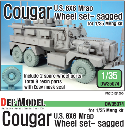 DEF Model DW35074 US Cougar 6X6 Mrap Sagged Wheel set - 2 Spare wheel (for Meng 1/35)